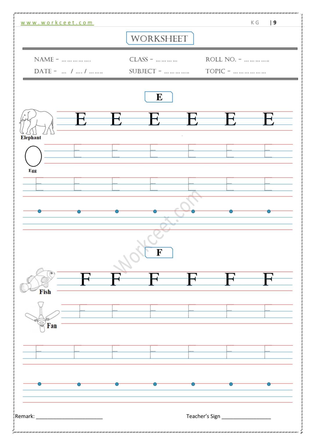 Download PDF Traceable Worksheet English- Alphabets A to Z