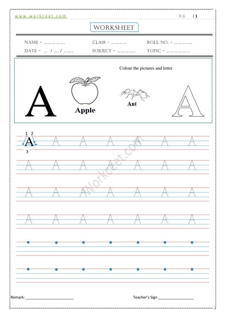 Download PDF Traceable Worksheet English- Alphabets A to Z