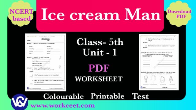 Download PDF Worksheet Class 5th Ice-cream Man NCERT/CBSE