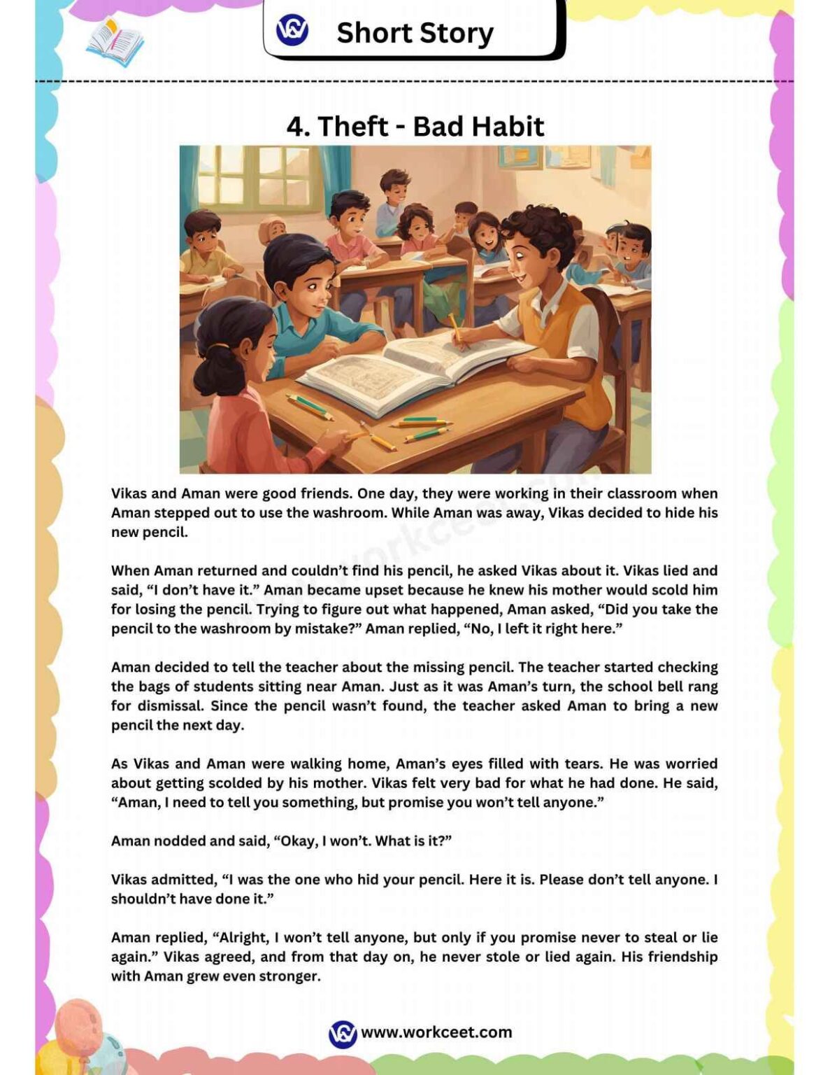 Short Stories in Englsih on Moral Values Download PDF, withPictures